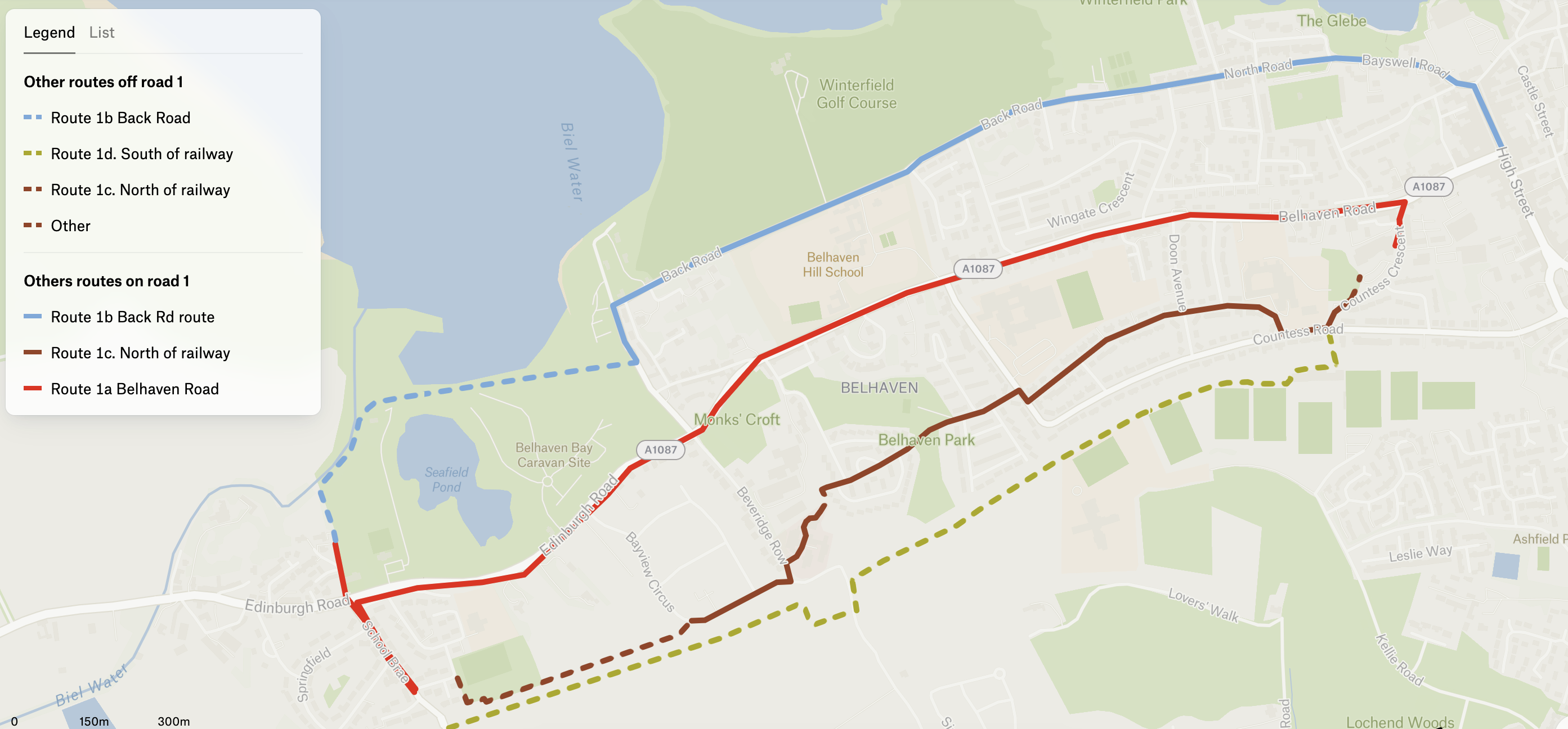1. Route Options – West Barns to Dunbar – Connecting Dunbar